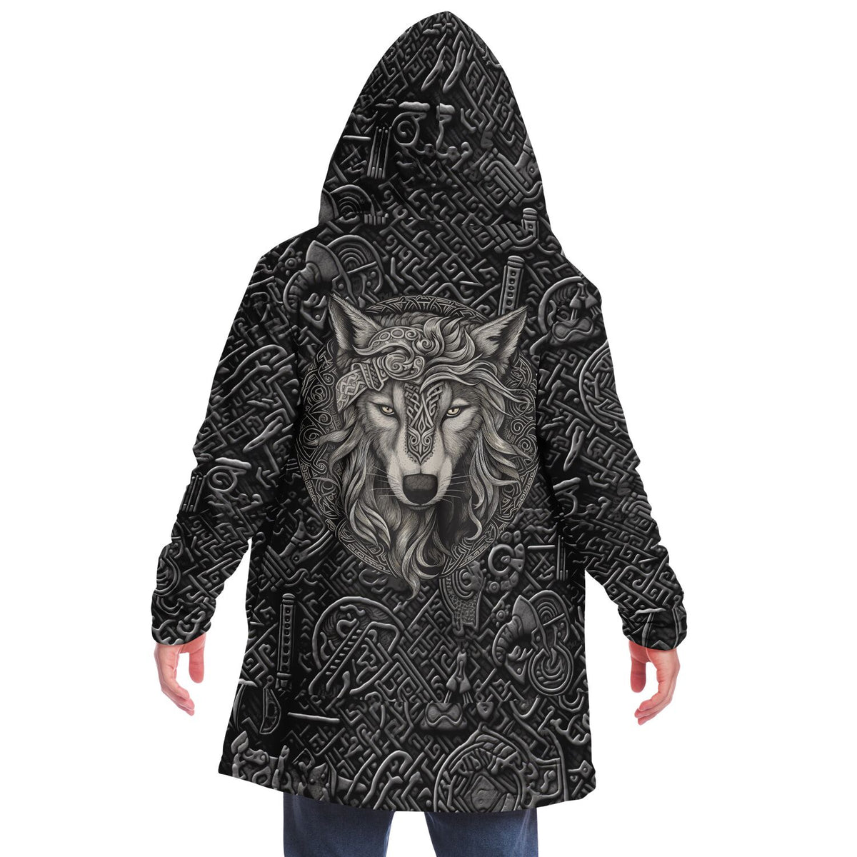Viking Wolf Hooded Cloak, Viking Warrior, Wolf and Axe Battle Cloak ...